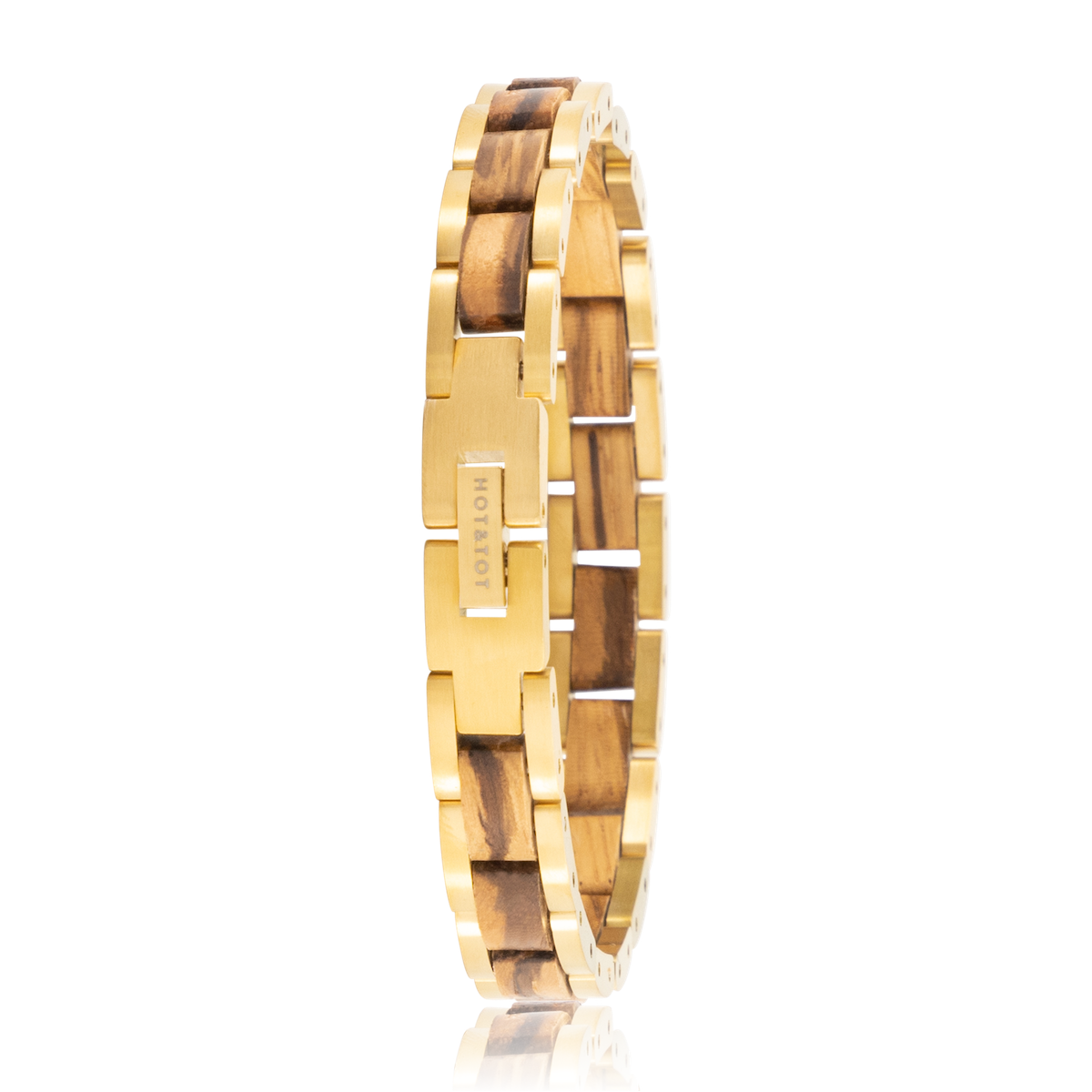 PYTHON | Herenarmband van zebranohout en goud RVS | HOT&TOT